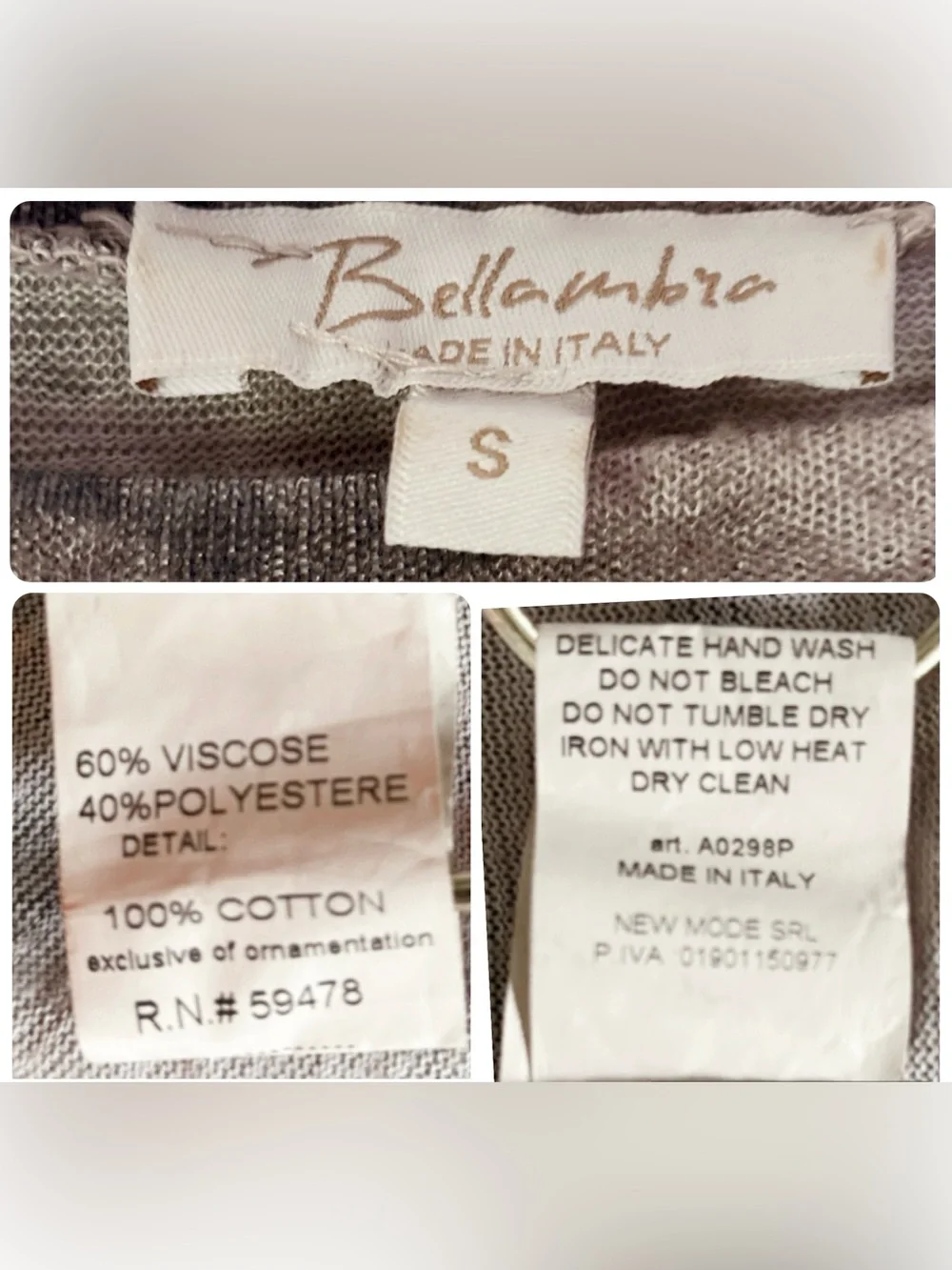 Bellambia | Tops | Bellambia Made In Italy Taupe Floral Print Top ...